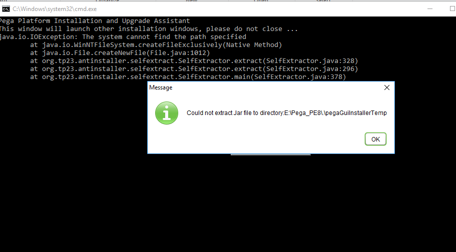 Getting error while Installing PEGA 8.4 PE | Support Center Getting error while Installing PEGA 8.4 PE | Support Center